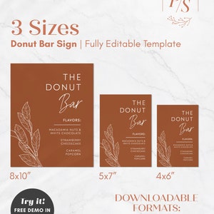 Donut Bar Table Sign Template Boho Desert Wedding, Modern Minimalist ...