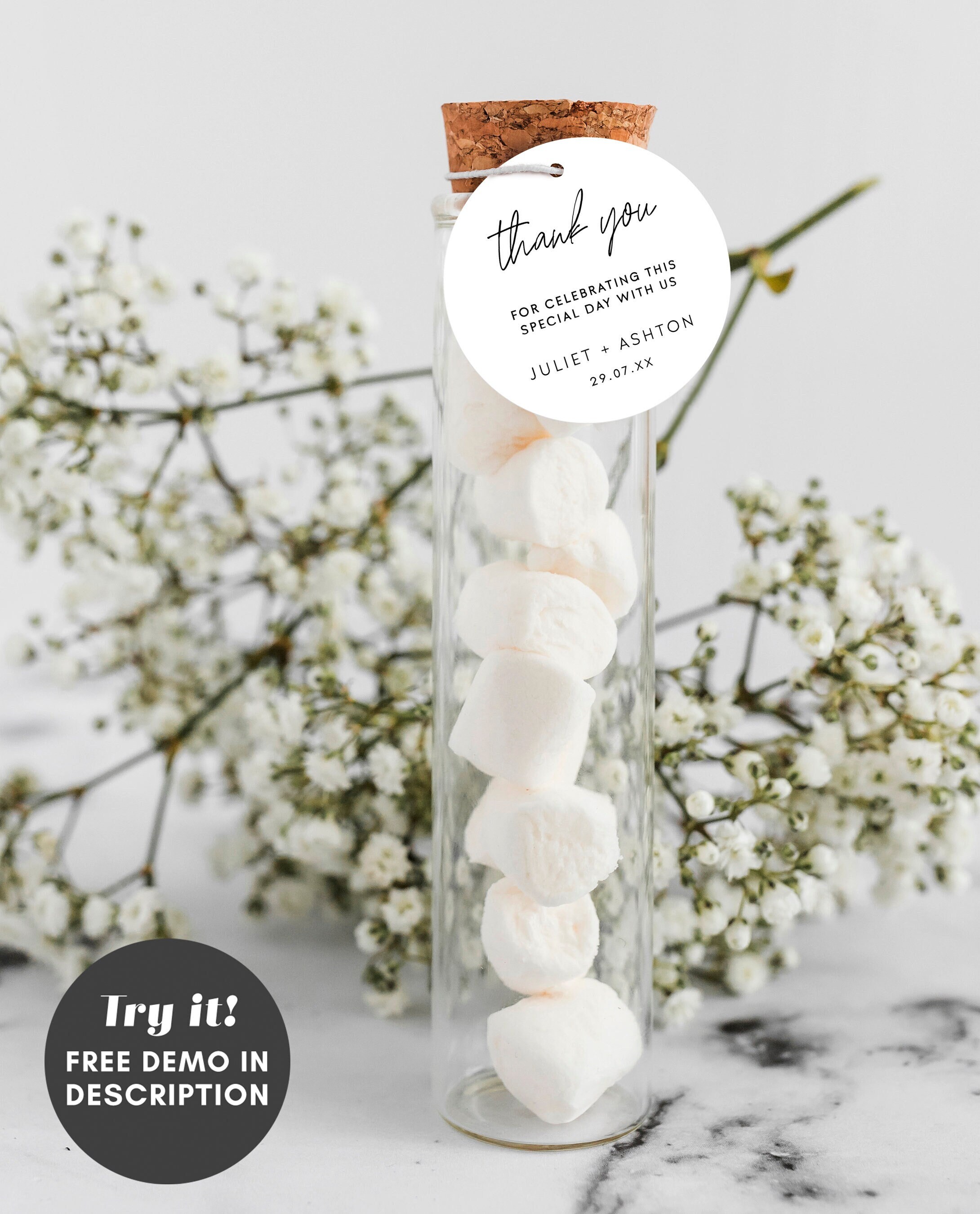 2x2 Inch Minimalist Round Thank You Favor Tags Gift Bag Template ...