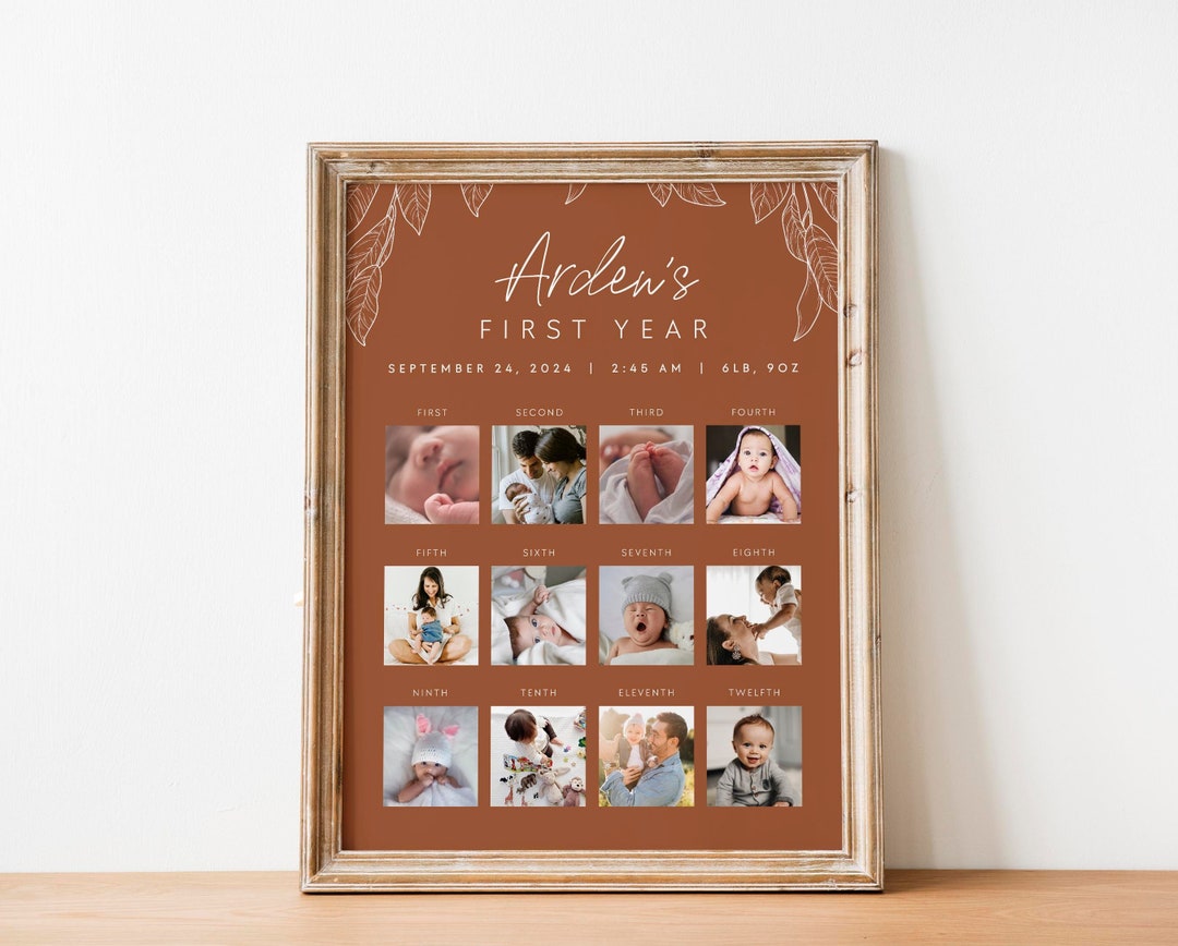Earth Tone First Year Birthday Party Poster Template, 1st Birthday ...