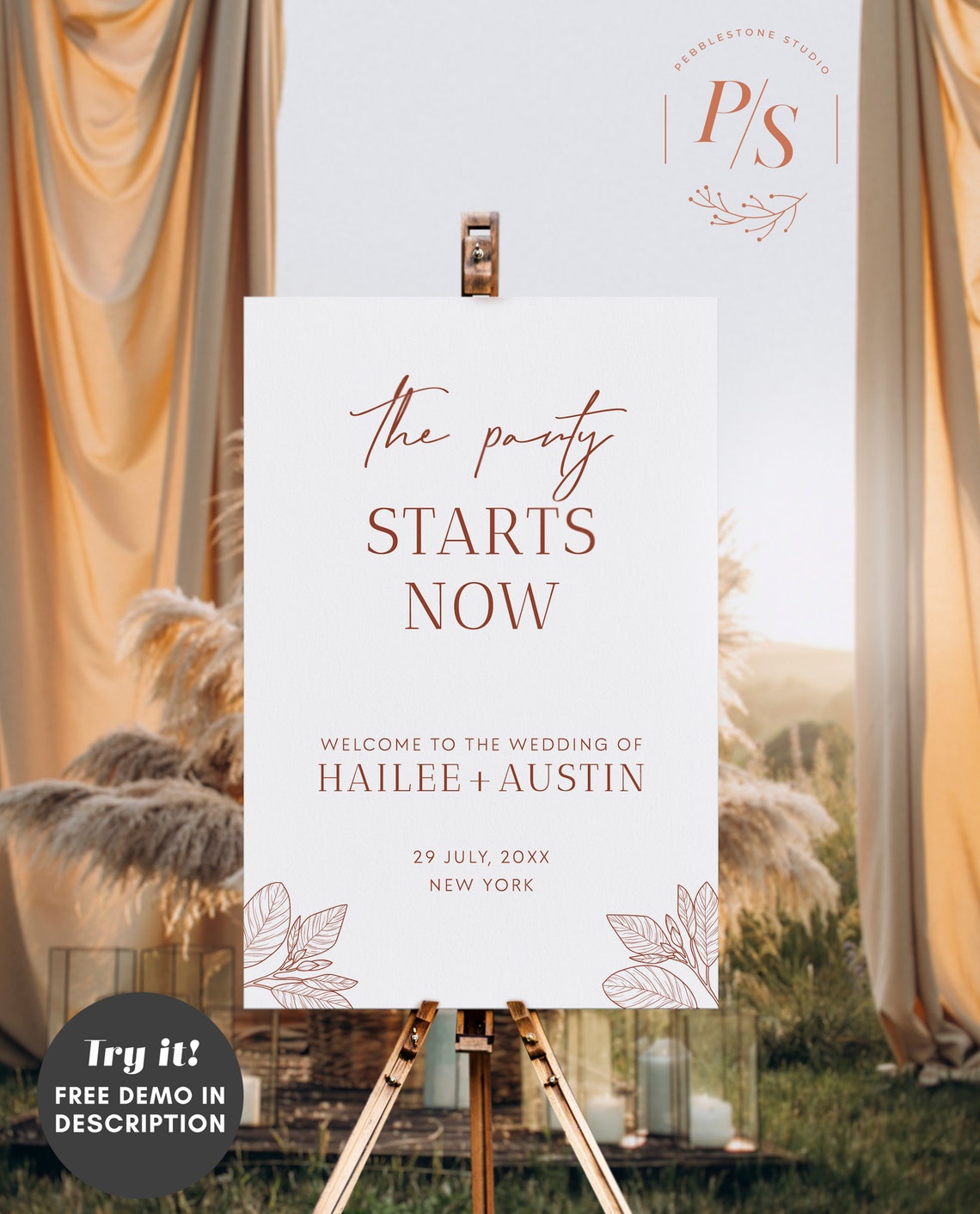 24x36 Inch Modern Wedding Welcome Sign Template, Editable Simple ...