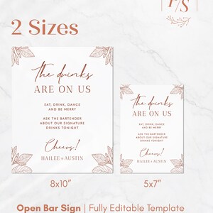 Drinks Are on Us Table Sign Wedding Template, Modern Boho Wedding Open ...
