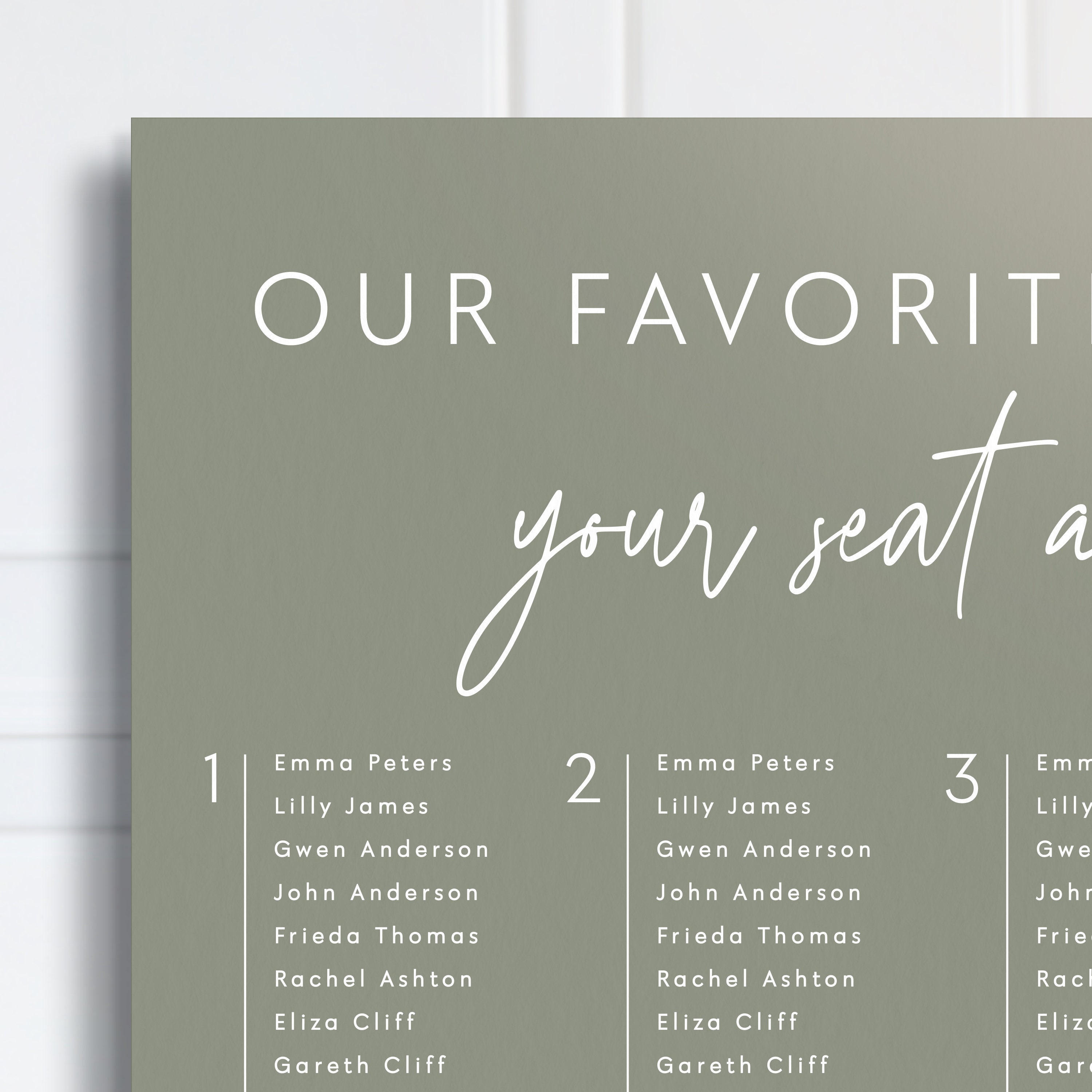 Sage Green Wedding Seating Chart Sign Template | 12 Table Seating ...