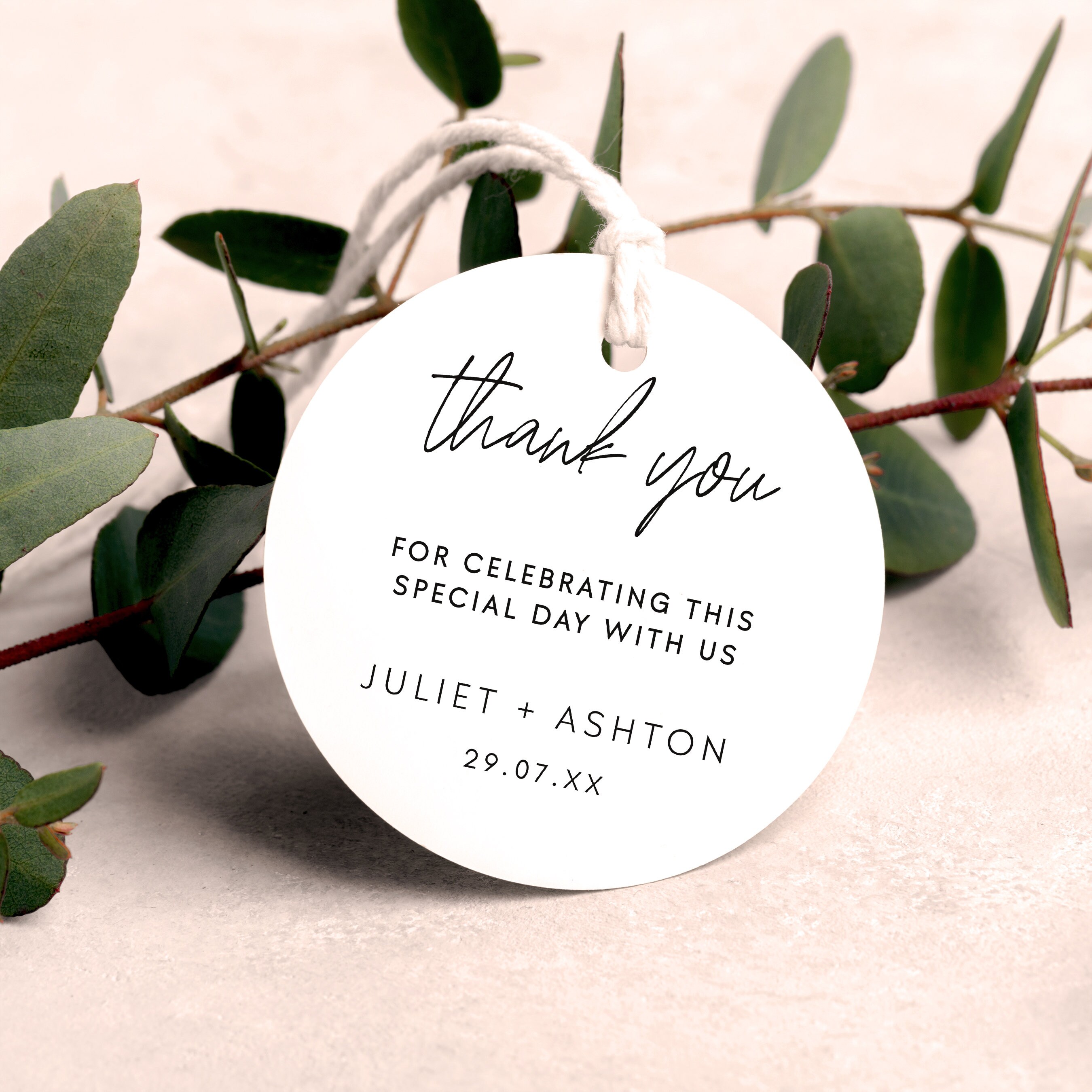 2x2 Inch Minimalist Round Thank You Favor Tags Gift Bag Template ...