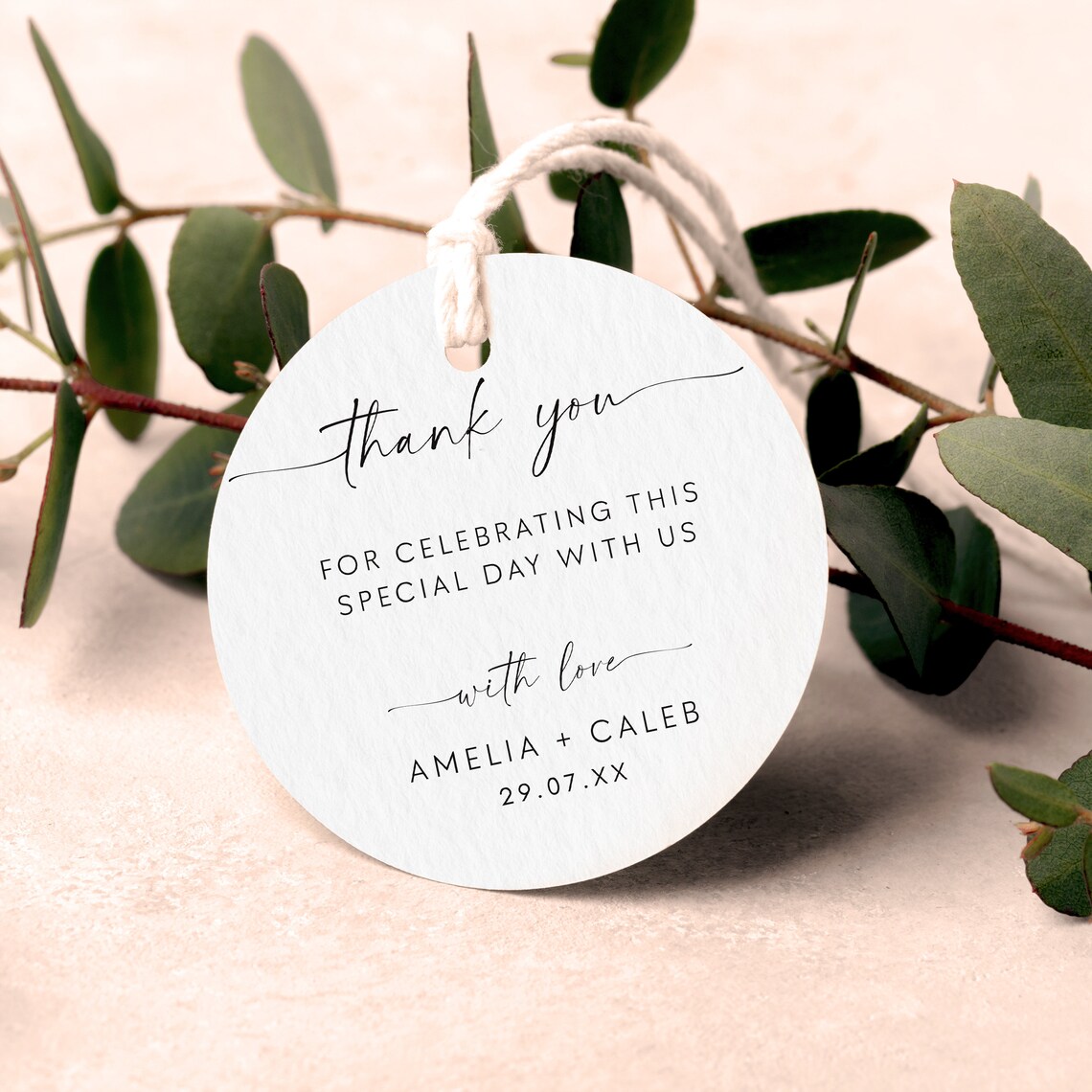 2x2 Inch Modern Minimalist Round Thank You Favor Tag Wedding Template ...