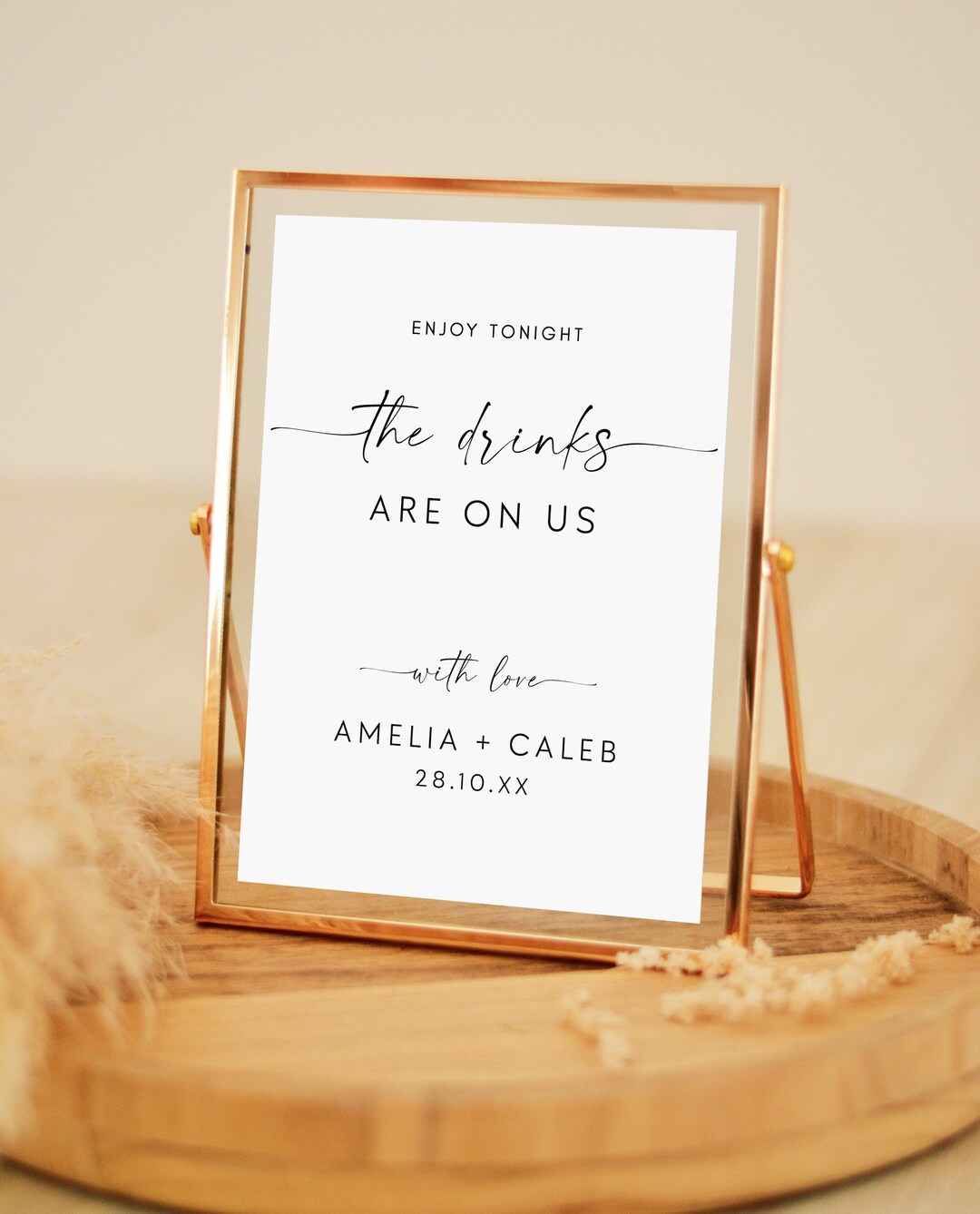 The Drinks Are on Us Editable Sign Modern Wedding Free Drinks Editable ...