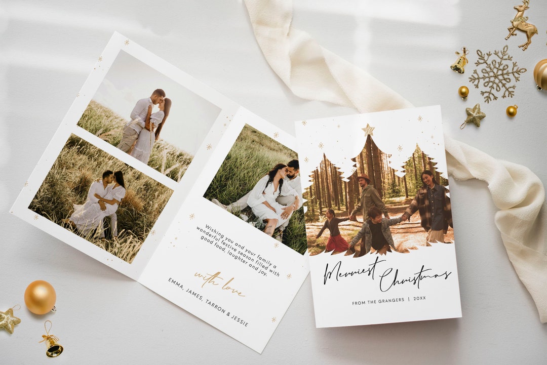 5x7 Folded Family Photo Christmas Card Template, Portrait Folded ...