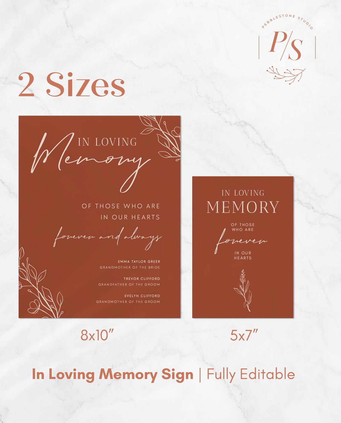 In Loving Memory Sign Burnt Orange Wedding Template | Modern Rustic ...
