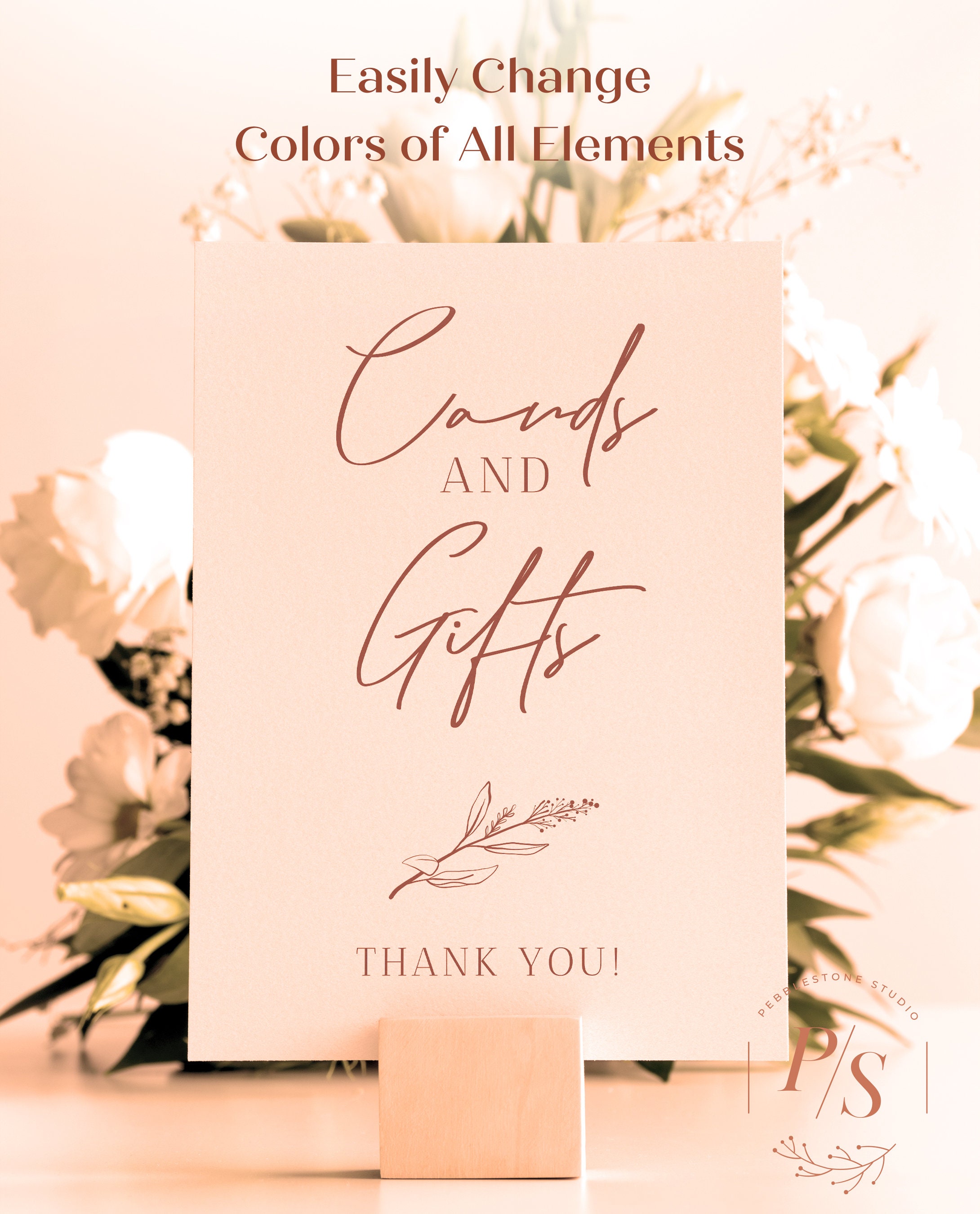 Terracotta Wedding Cards and Gifts Sign Template | Earth Tone Bridal ...