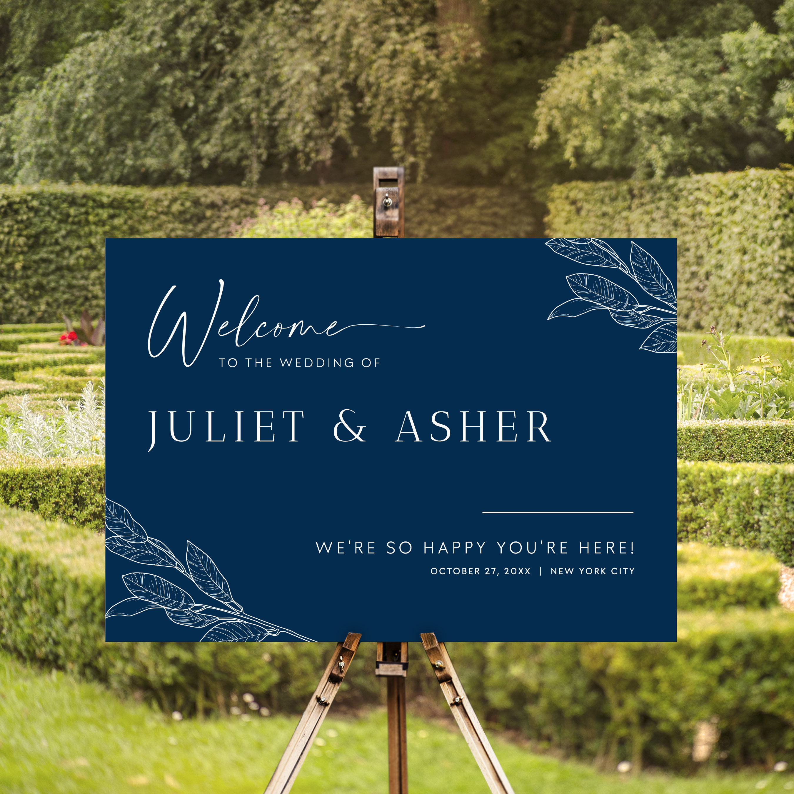 Large Boho Blue Welcome Sign Wedding Template, Editable Reception Sign ...