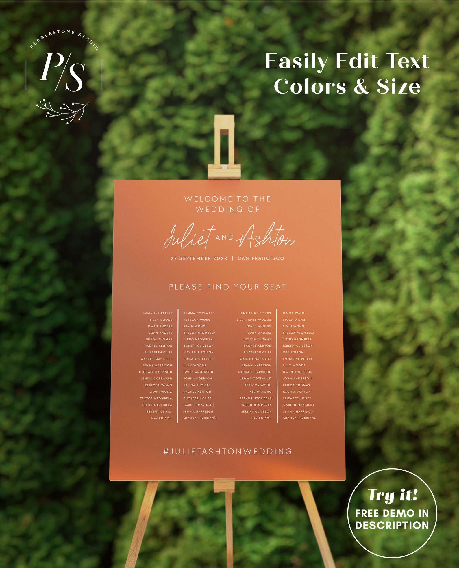 Wedding Banquet Table Seating Chart Sign, Minimalist Seating Plan ...