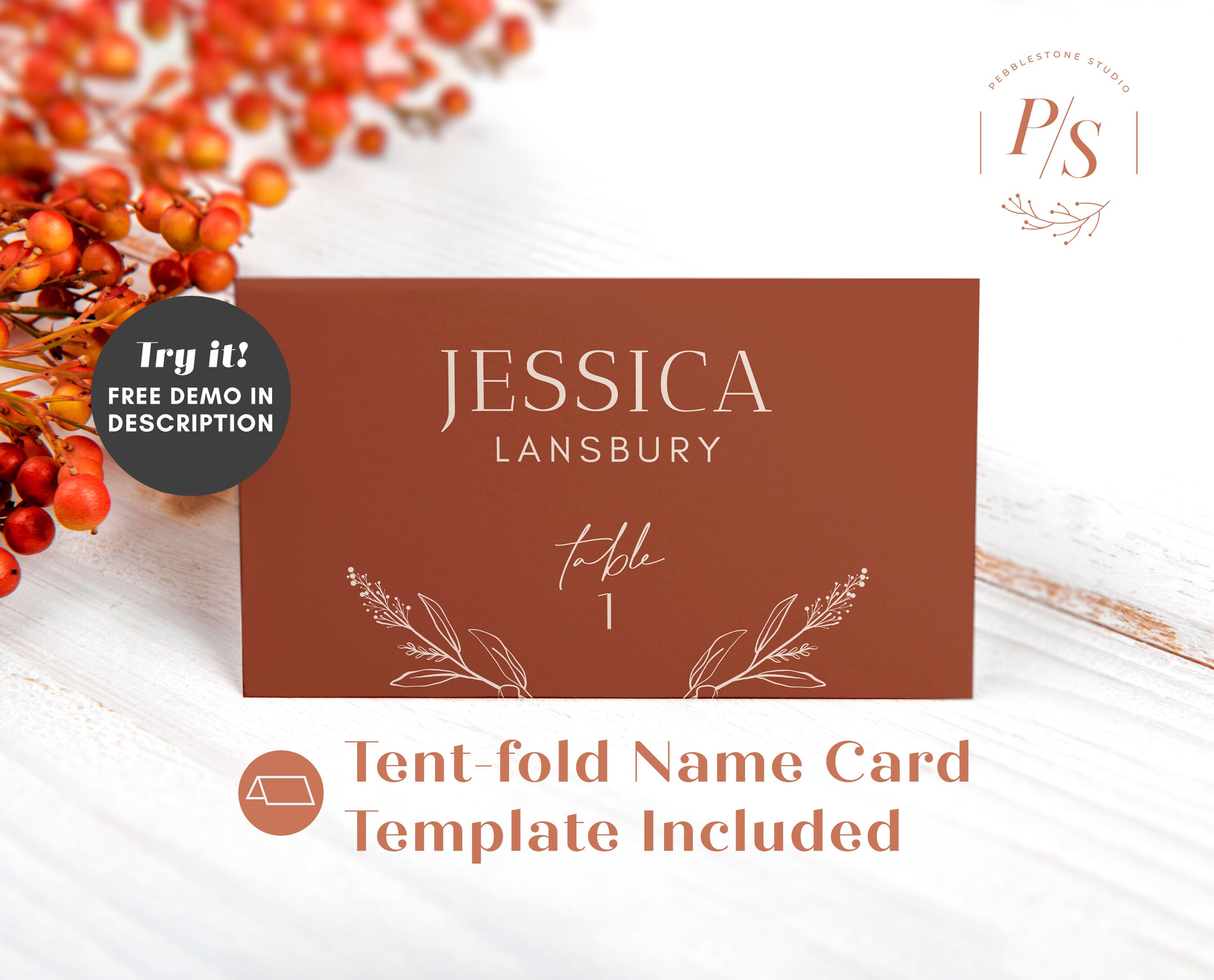 Terracotta Wedding Table Place Card Template, Editable Tented Place ...