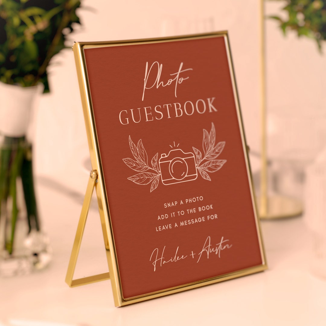 Editable Photo Guestbook Sign Template for Terracotta Wedding, Burnt ...