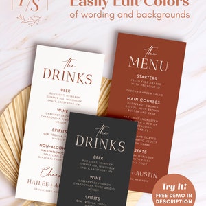 Modern Minimal Wedding Plate Menu Card Template, Simple Clean Wedding ...