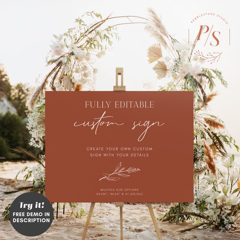Large Custom Sign Editable Templates for Terracotta Weddings Big ...