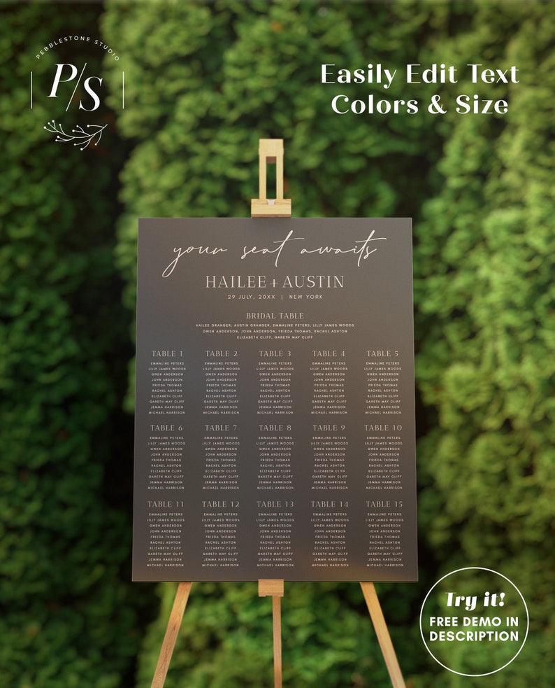 16 Table Boho Wedding Seating Plan Chart Template | Minimal Terracotta ...