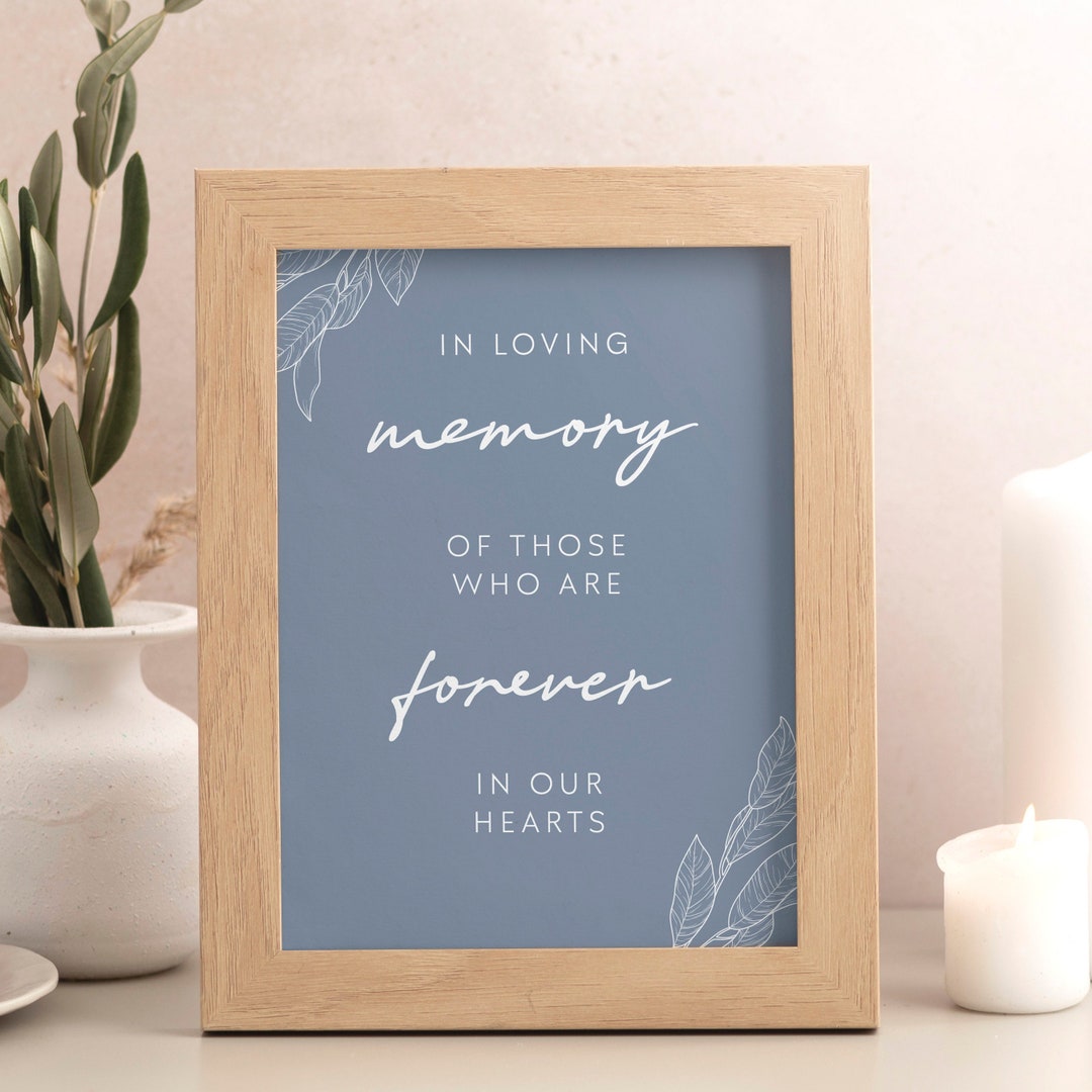 Dusty Blue Wedding in Loving Memory Table Sign Template, Editable ...