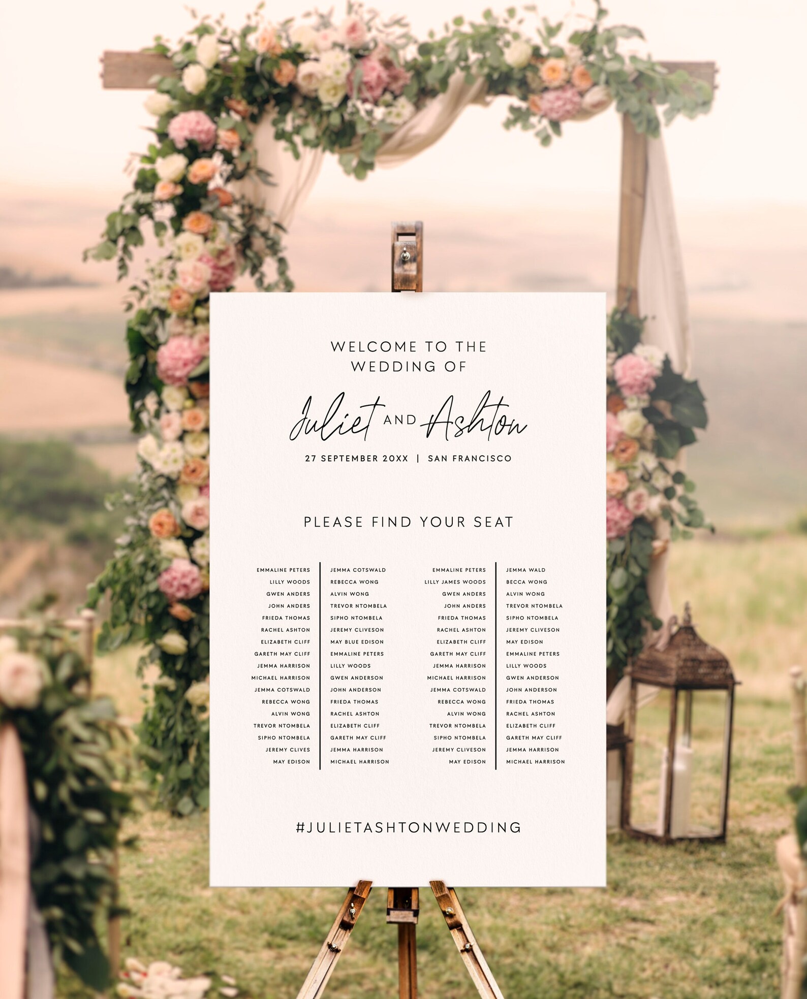 Wedding Banquet Table Seating Chart Sign, Minimalist Seating Plan ...