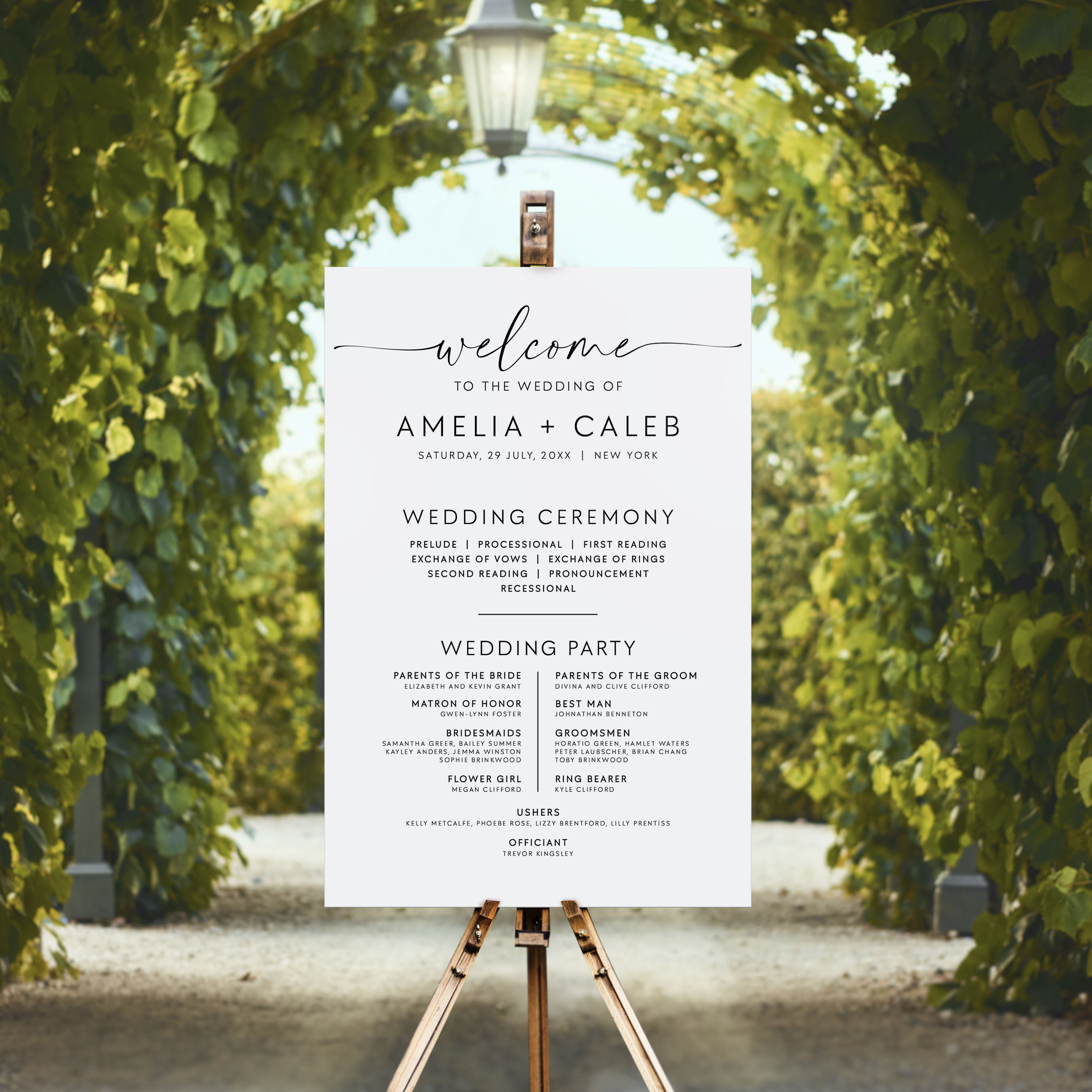Large Editable Wedding Order of Service Sign Template Modern Minimalist ...