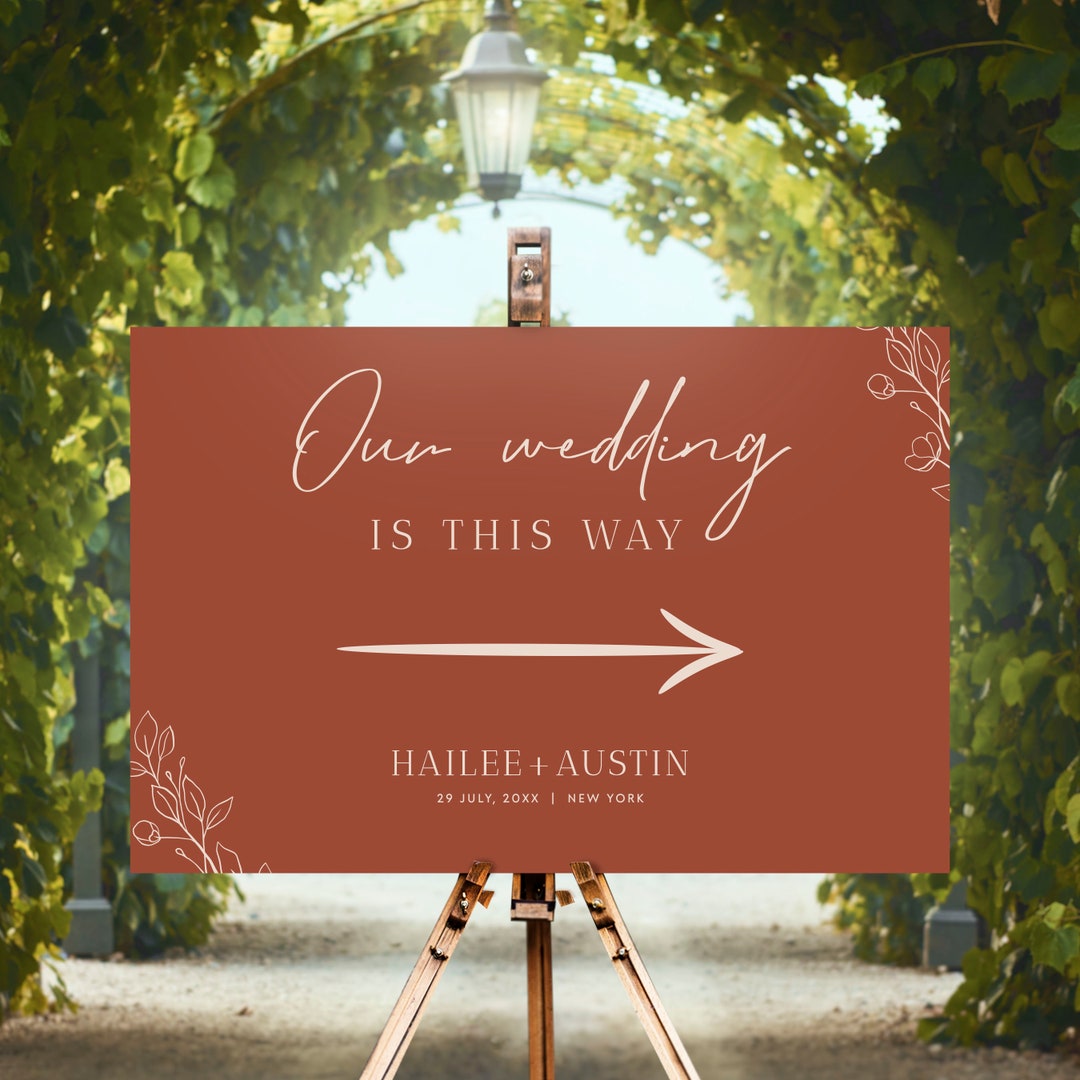 Burnt Orange Wedding Directions Sign Editable Template, Printable ...