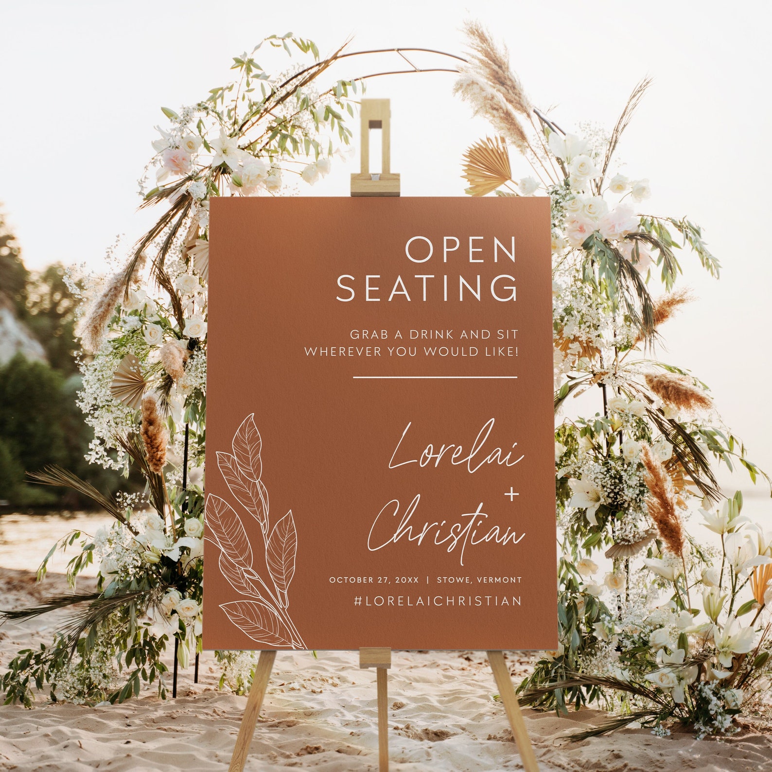 Large Open Seating Sign for Desert Wedding Editable Template, Modern ...
