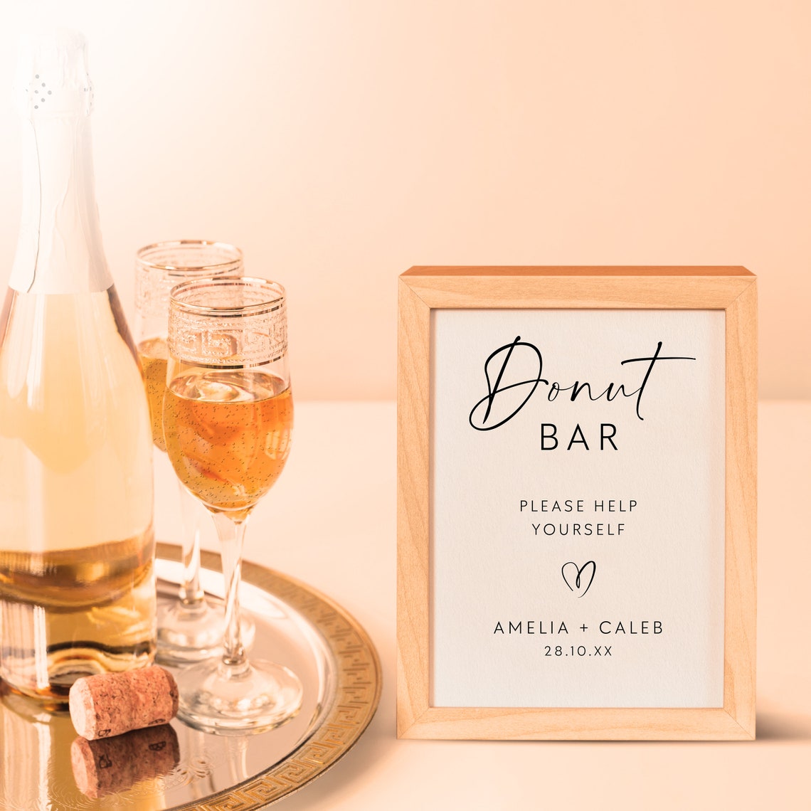 Small Wedding Framed Bar Menu Table Sign Minimalist Wedding Editable ...