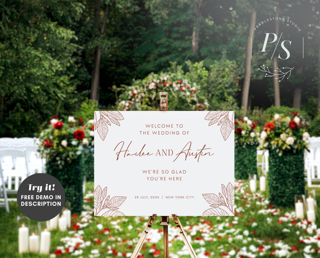 Modern Simple Wedding Welcome Signage Template, Boho Minimalist Welcome ...