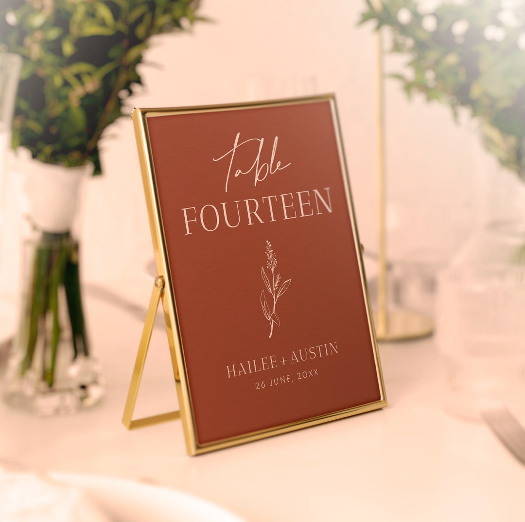 Simple Wedding Table Number Signs for Terracotta Wedding, Table Number ...