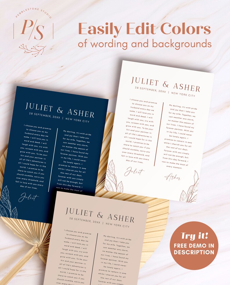 Navy Blue Wedding Vows Home Wall Art Poster Sign Printable Template ...