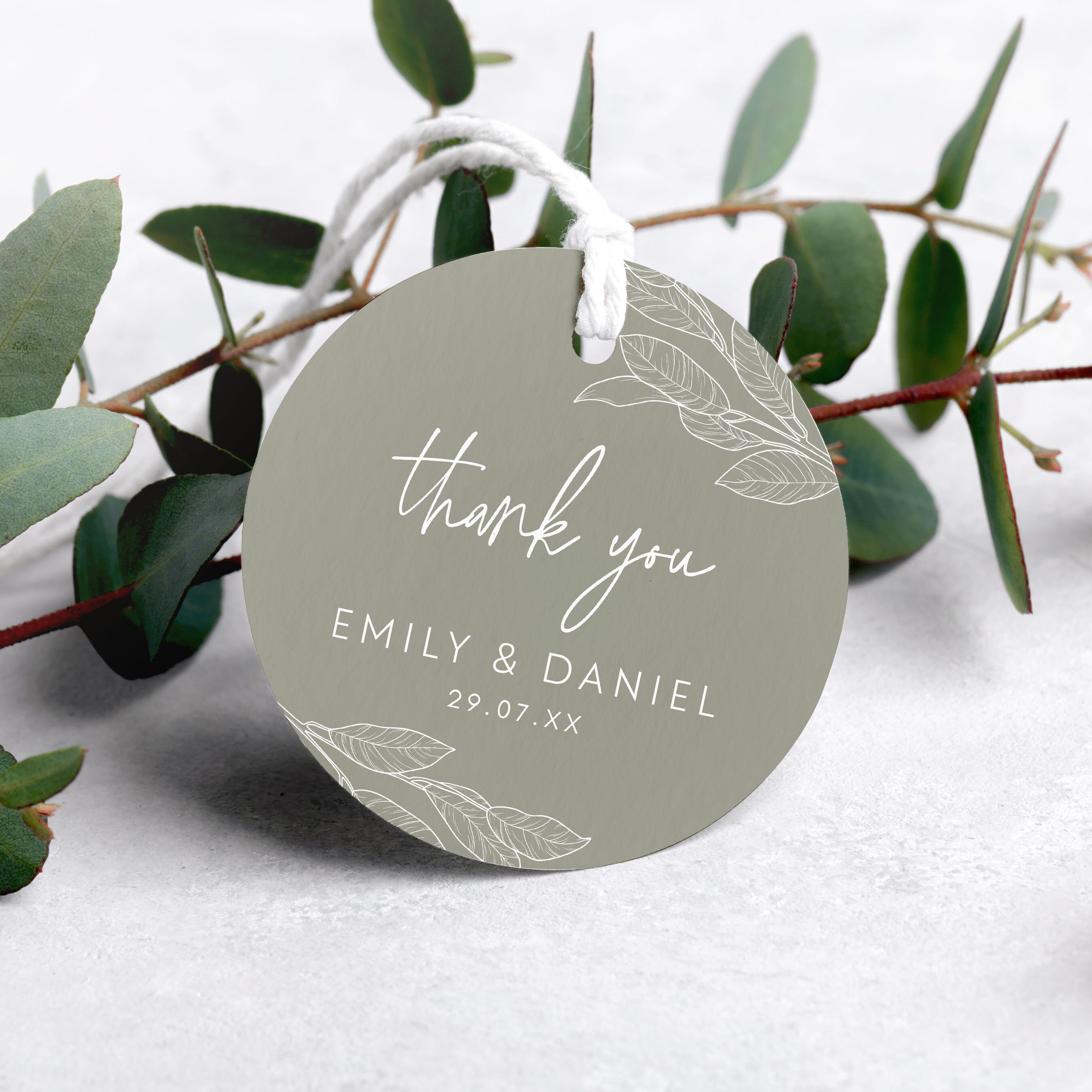 Sage Green Wedding Round Thank You Favor Tag, 2x2 Inch Gift Bag Favor ...