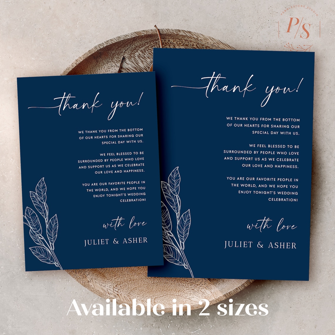 Rustic Blue Wedding Table Thank You Note Template Boho Blue - Etsy