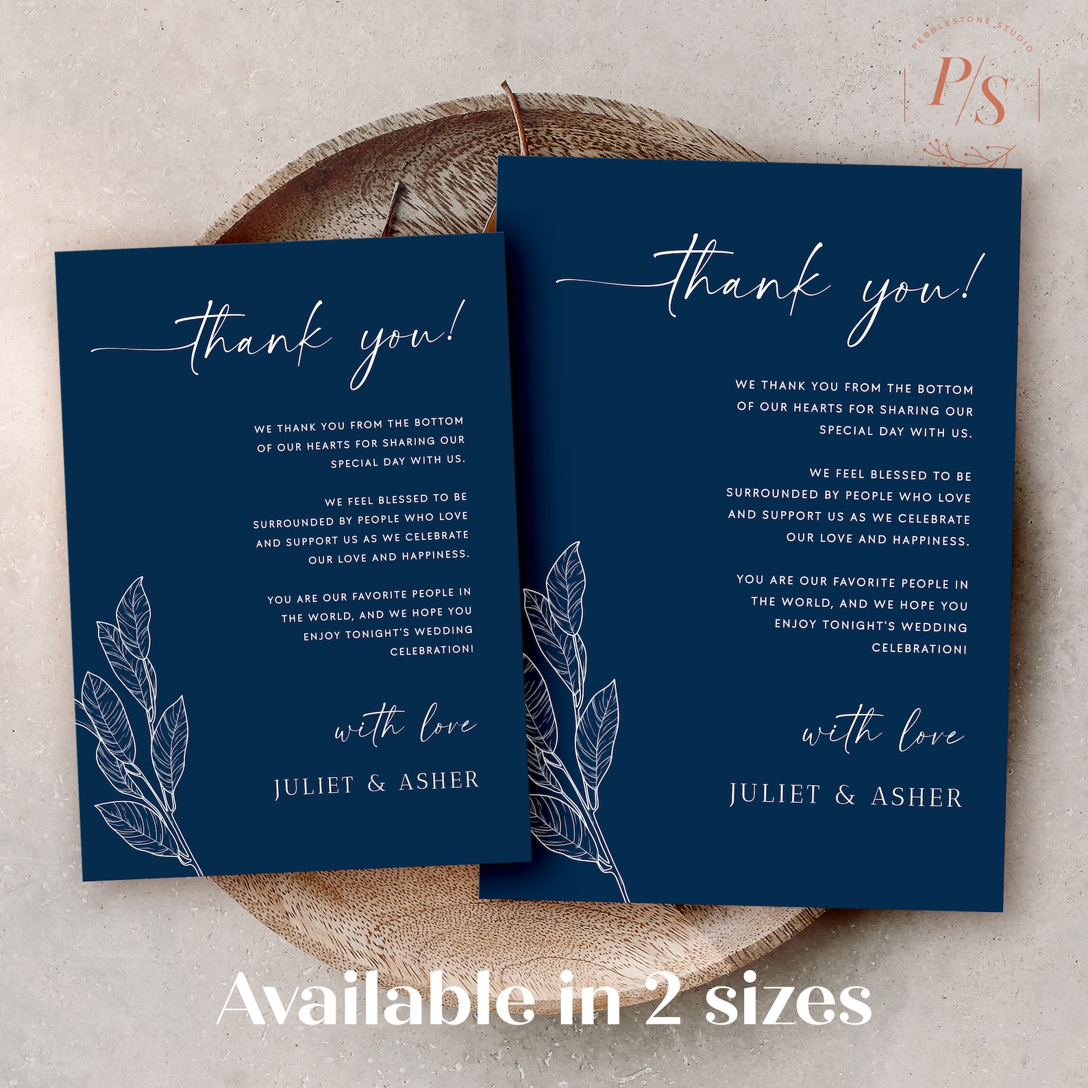 Rustic Blue Wedding Table Thank You Note Template, Boho Blue Thank You ...