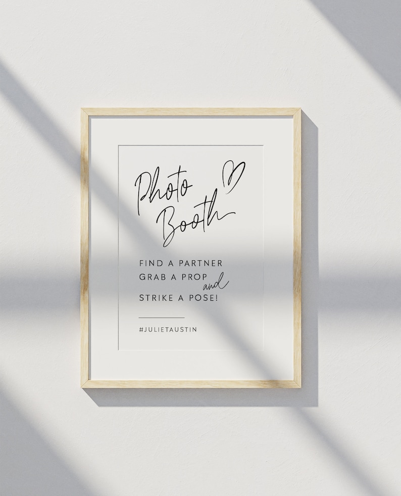 Minimalist Wedding Photo Booth Sign Printable Template, Photo Booth ...