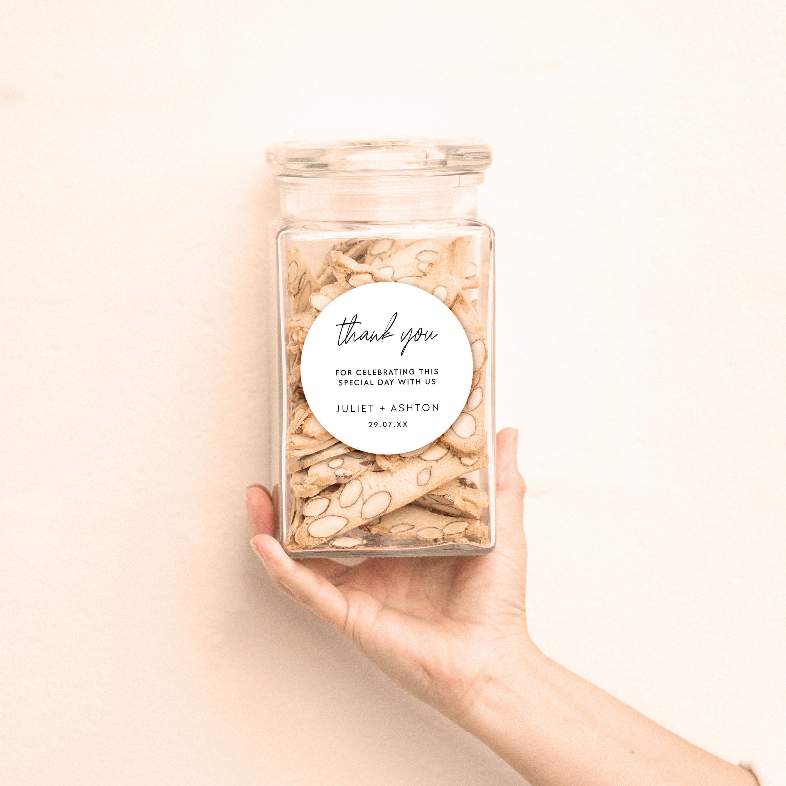 2x2 Inch Minimalist Round Thank You Favor Tags Gift Bag Template ...