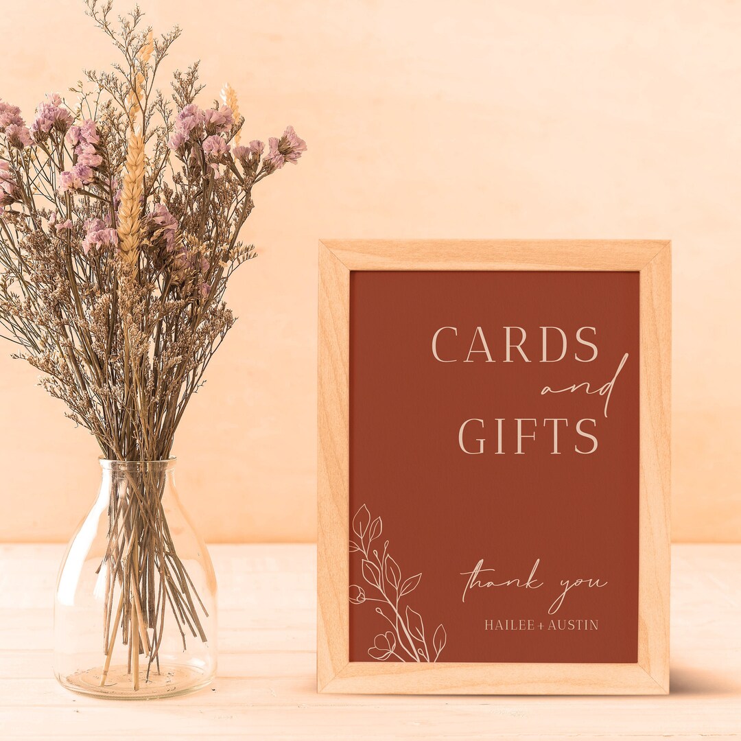 Cards and Gifts Signs for Burnt Orange Wedding, Editable Template ...