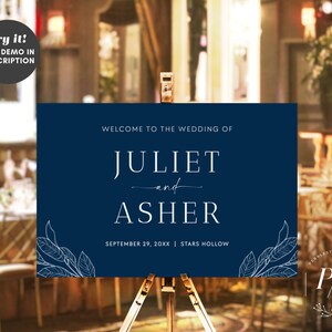 Large Navy Blue Welcome Sign Wedding Ceremony Template, Editable ...