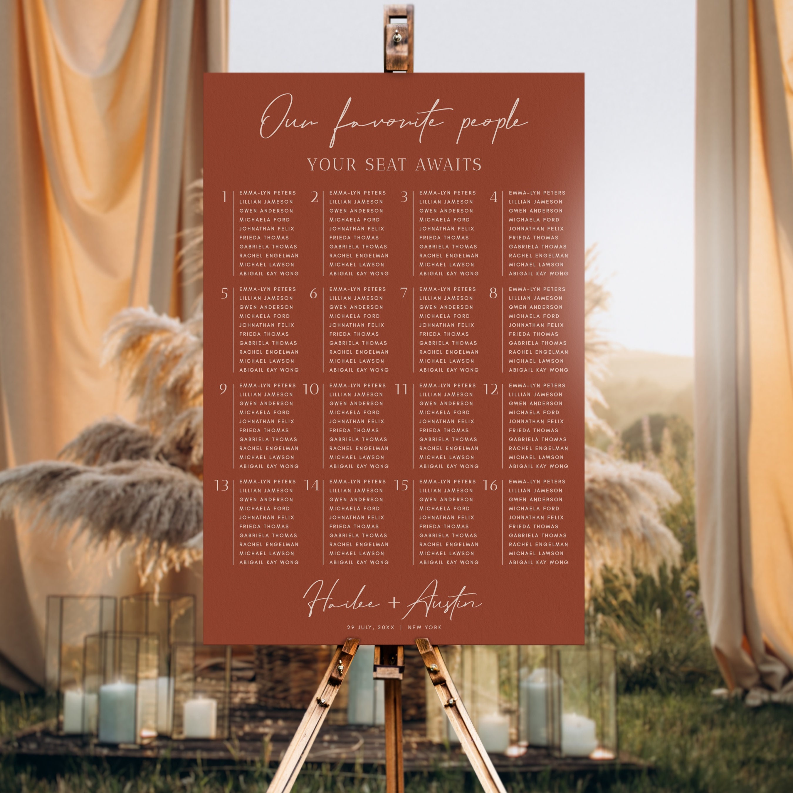 Terracotta Wedding Table Seating Chart Printable Template Editable Sign ...