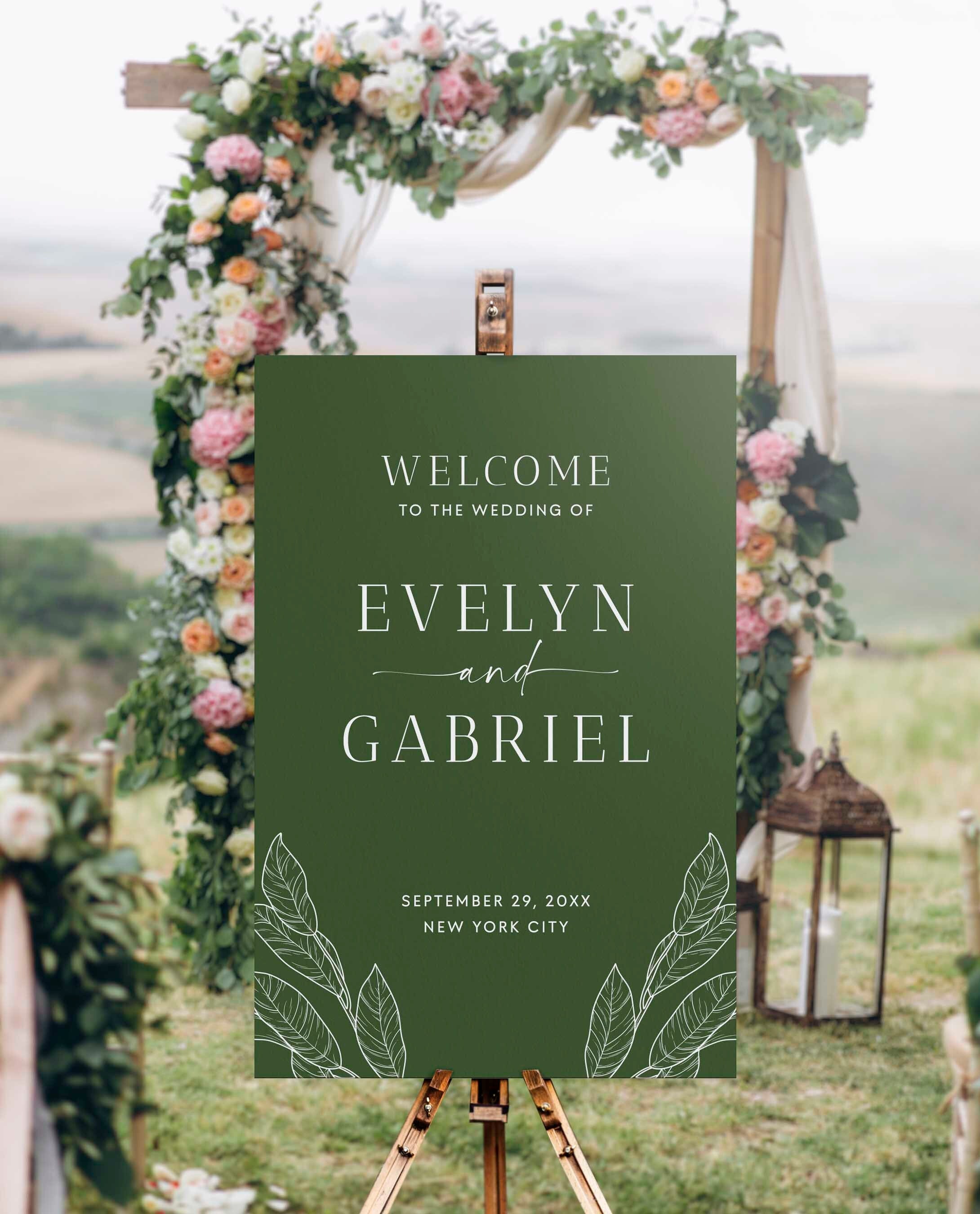 Forest Green Wedding Welcome Sign Template, Large Welcome Sign, Rustic ...