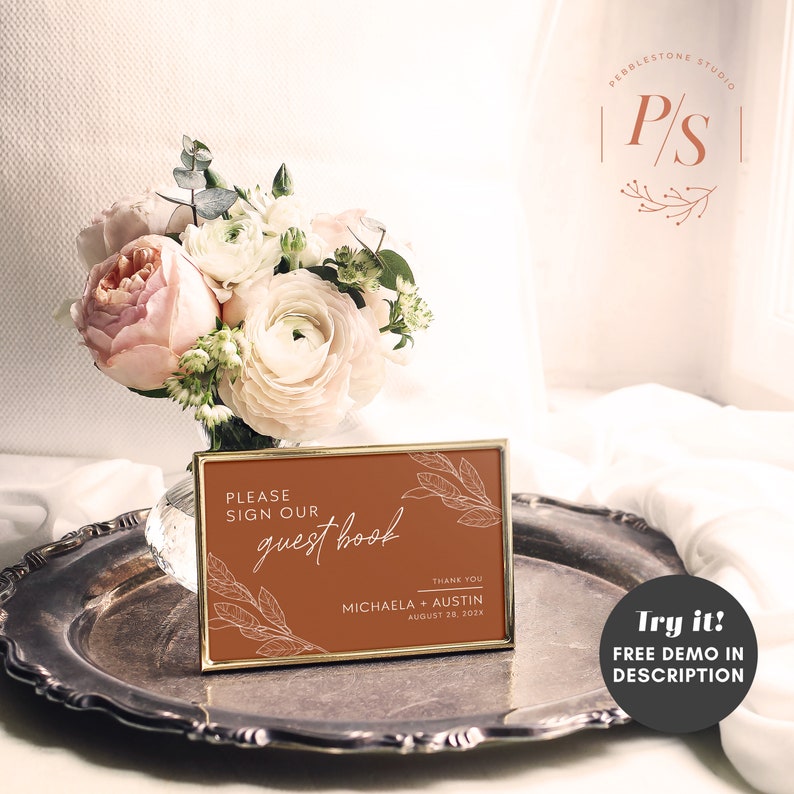 Customizable Sign Template for Desert Wedding, Boho Modern Minimalist ...