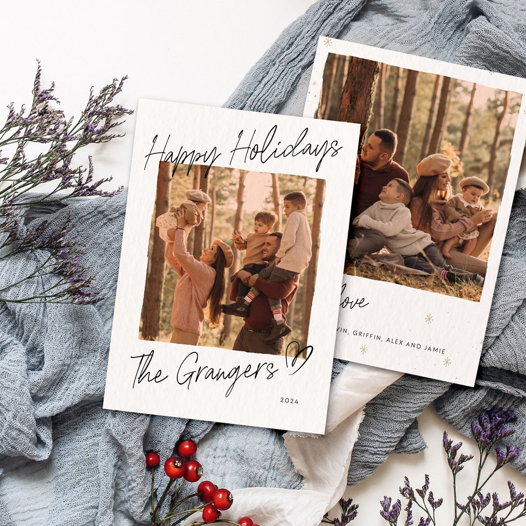 Family Picture Happy Holidays Card Printable Template | Editable Photo ...