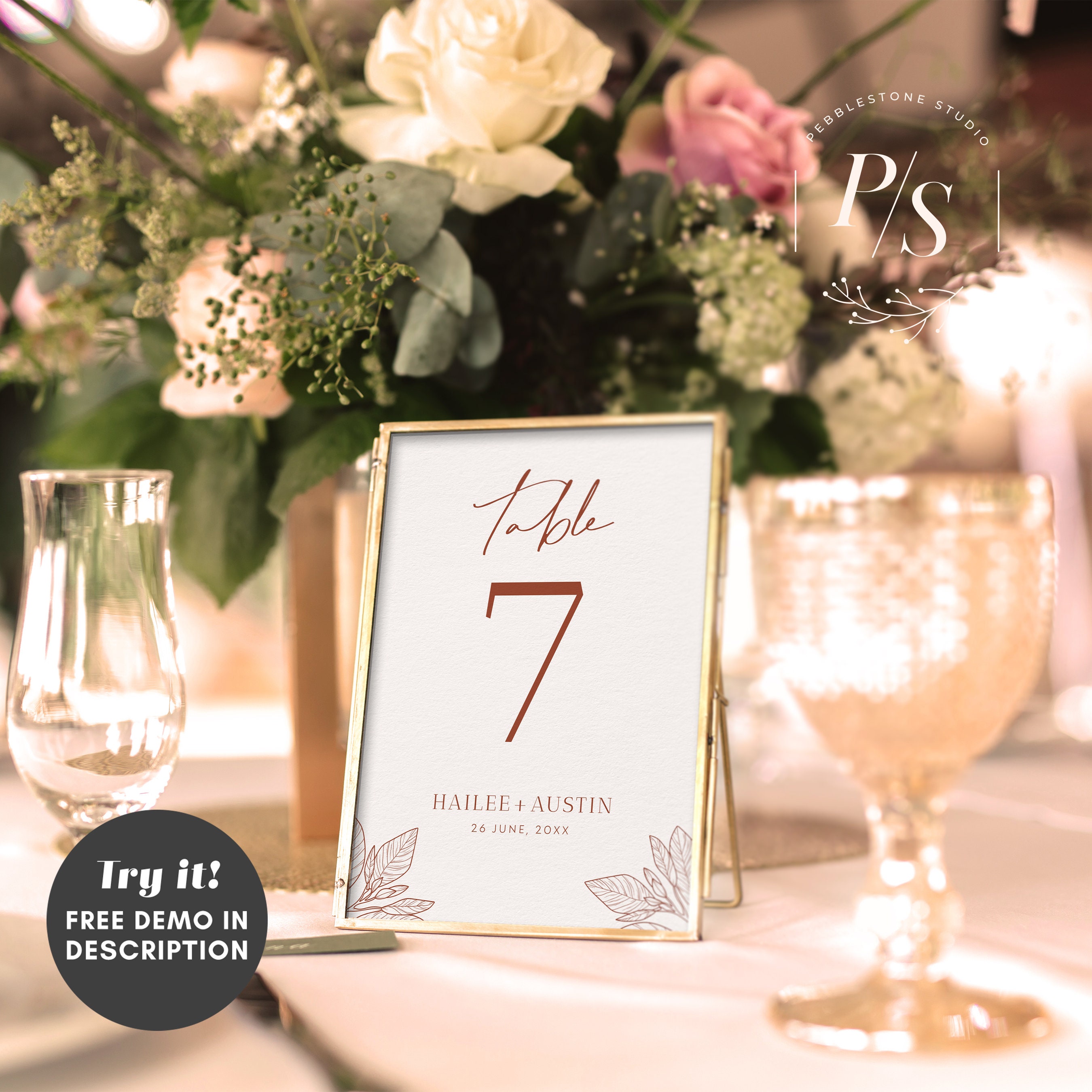 Modern Boho Wedding Table Numbers Template, Minimalist Wedding Table ...