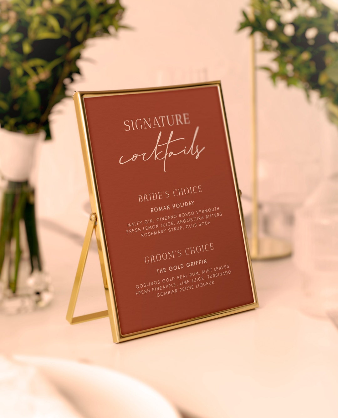Terracotta Wedding Signature Cocktails Sign Template | Burnt Orange ...