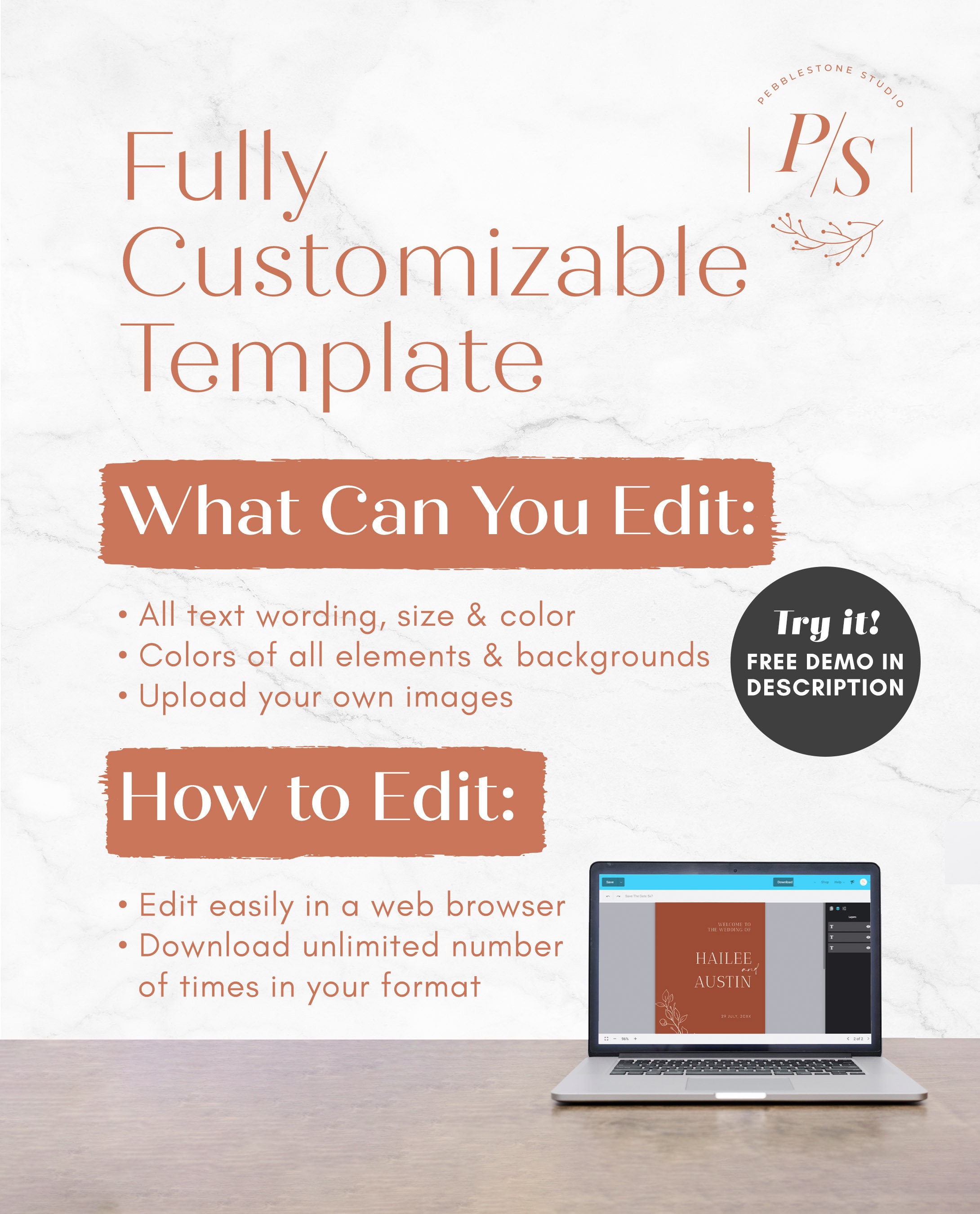 Large Burnt Orange Welcome Sign Wedding Template, Editable Reception ...