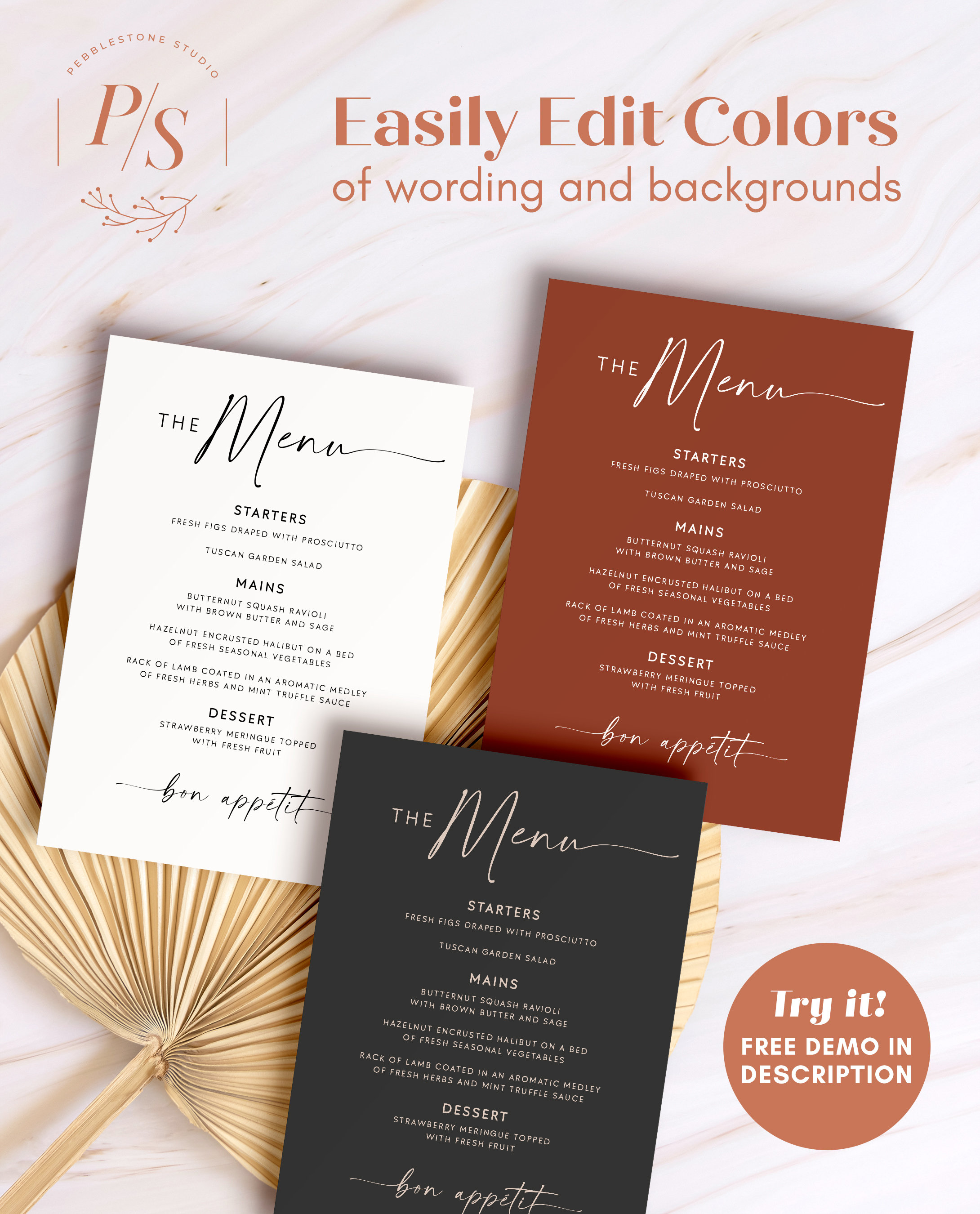 Small Wedding Menu Table Sign Minimalist Wedding Editable Template ...