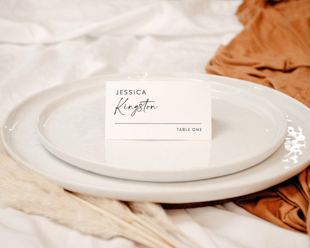 Modern Wedding Name Place Cards Printable Templates, Minimalist Table ...