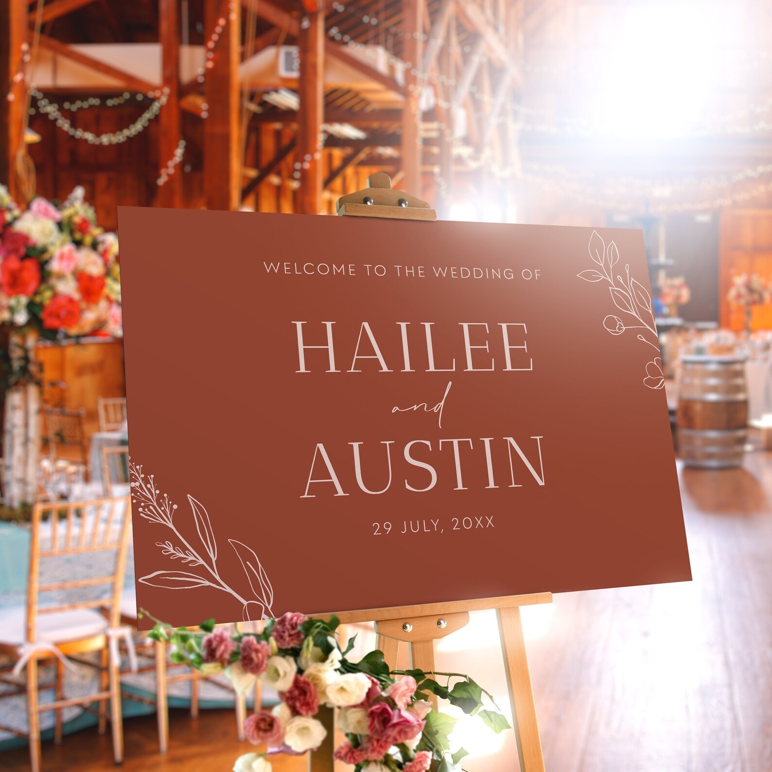 Large Burnt Orange Welcome Sign Wedding Template, Editable Reception ...