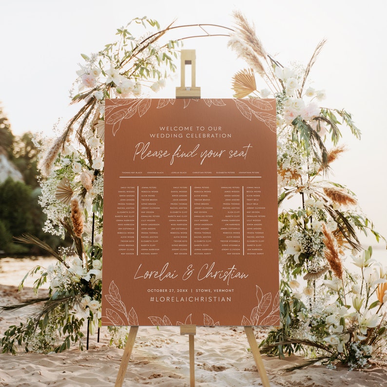 Rustic Fairytale Banquet Table Seating Chart Plan Sign, Boho Desert ...