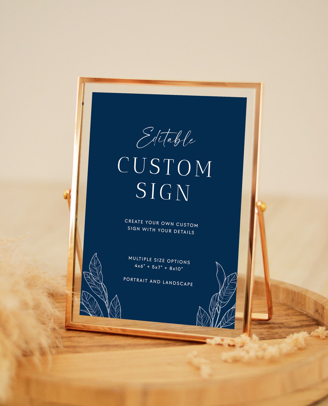 Rustic Navy Blue Wedding Custom Small Editable Sign Template, Boho Blue ...