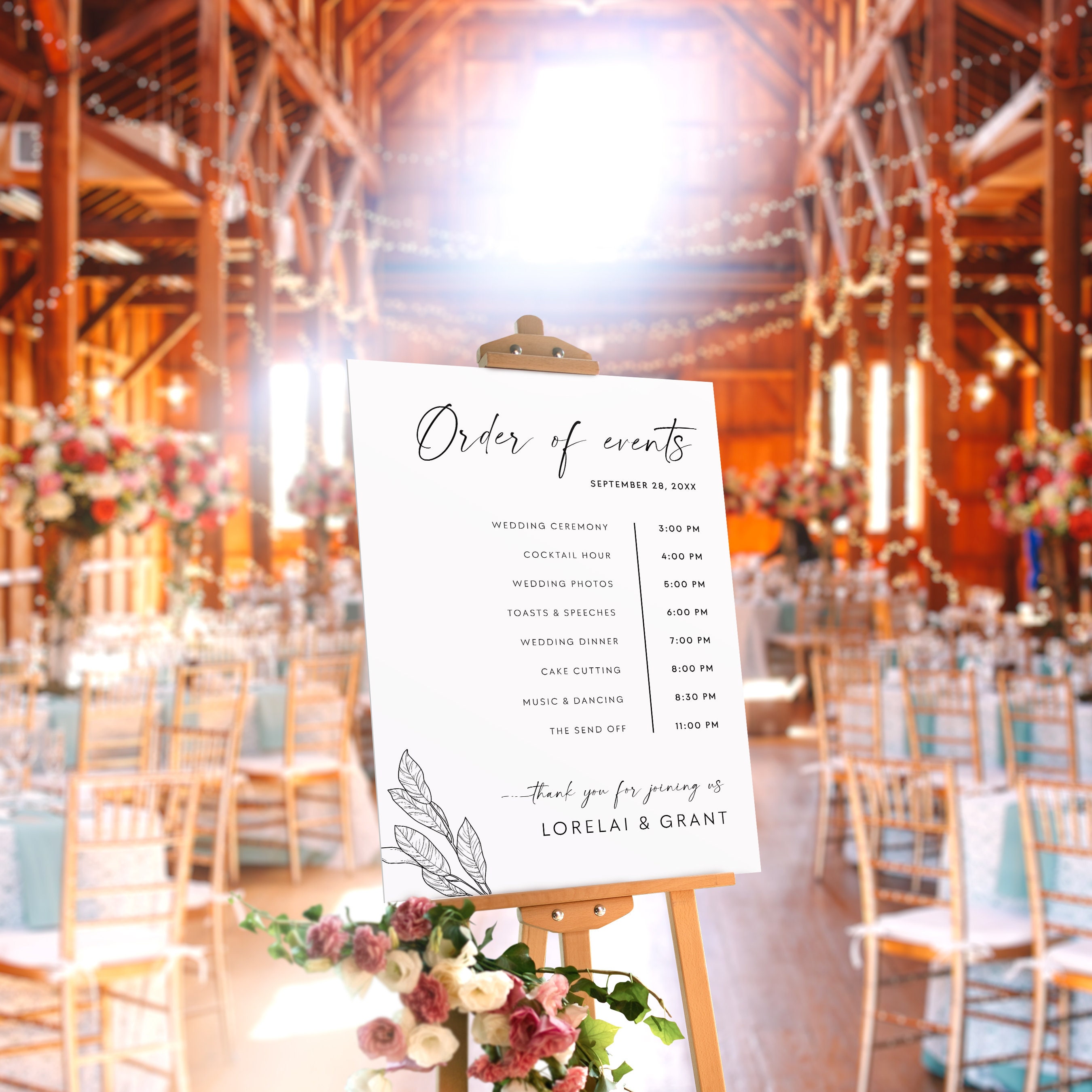 Large 24x36 Wedding Order of Events Sign Editable Template, Elegant ...