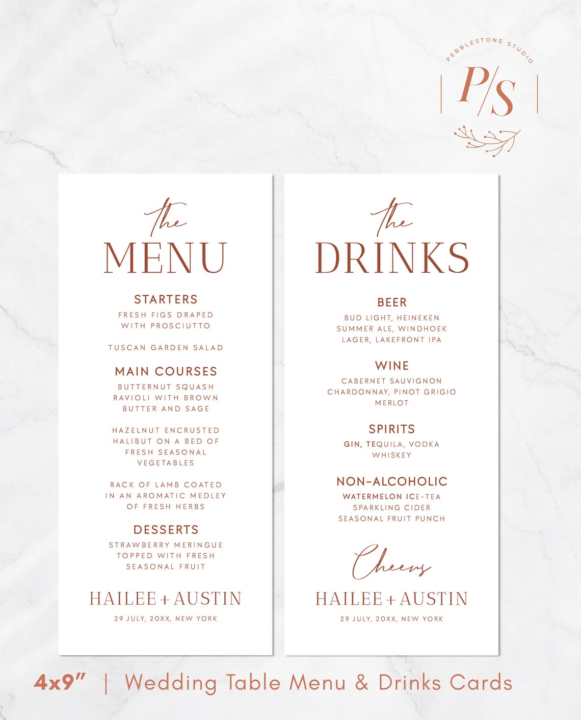 Modern Minimal Wedding Plate Menu Card Template, Simple Clean Wedding ...