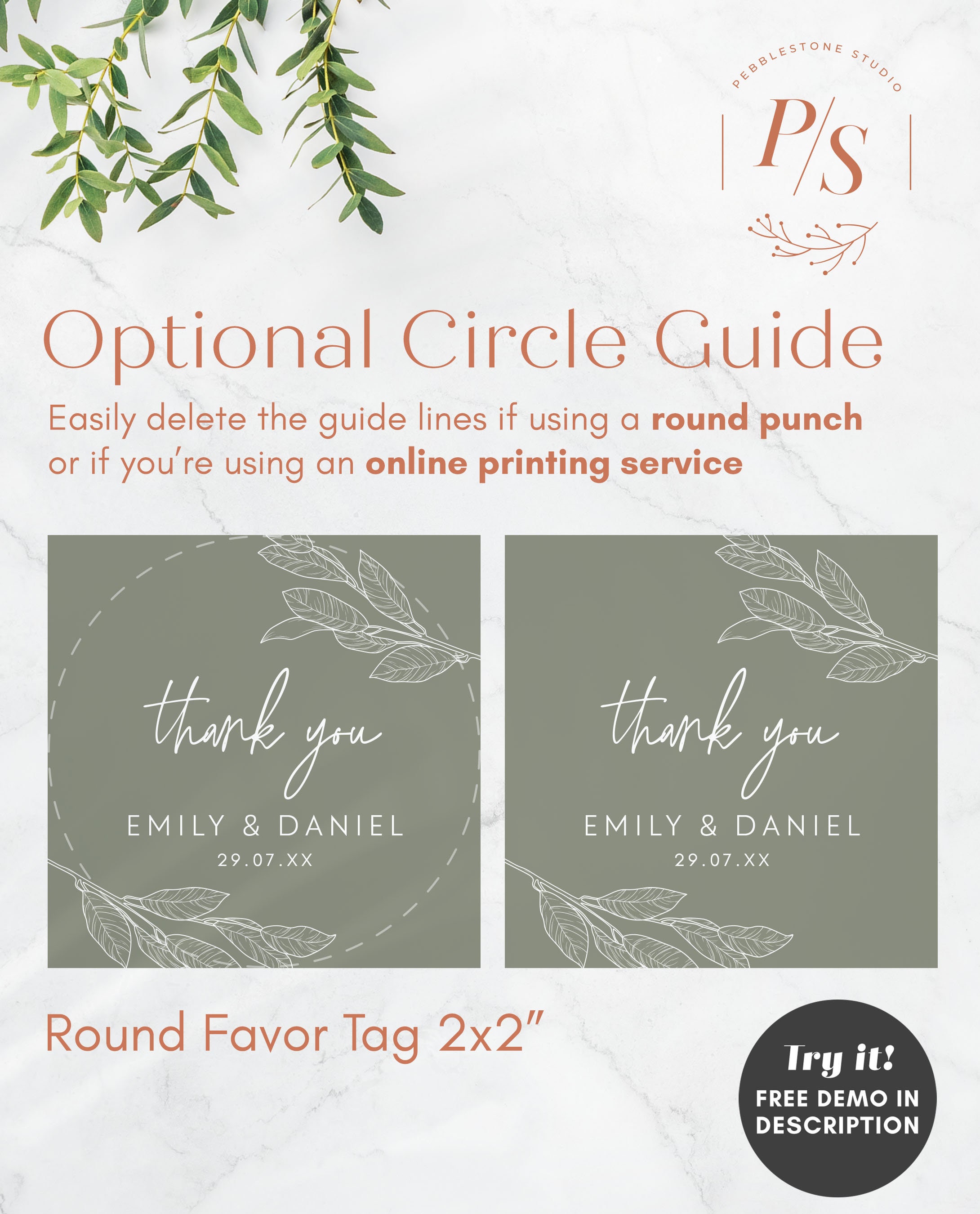 Sage Green Wedding Round Thank You Favor Tag, 2x2 Inch Gift Bag Favor ...